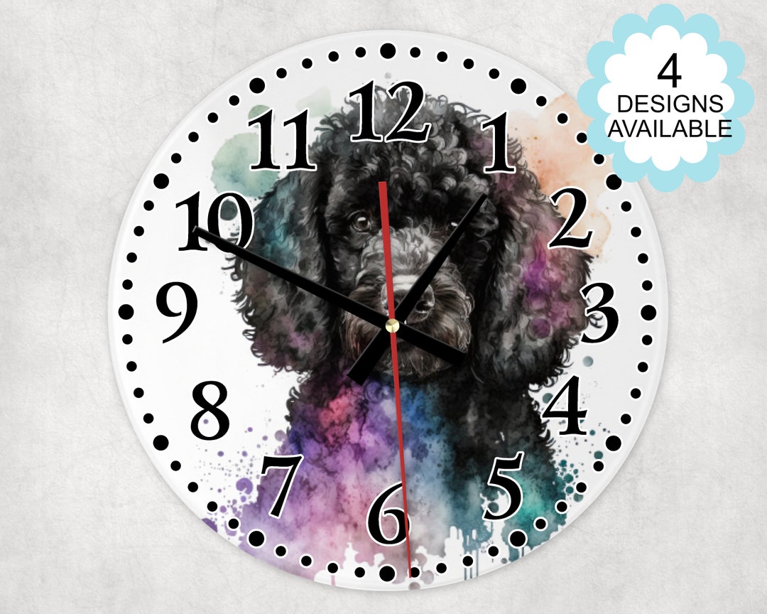 Beautiful Glass Watercolour Poodle House Clock Wall Clock. - Etsy