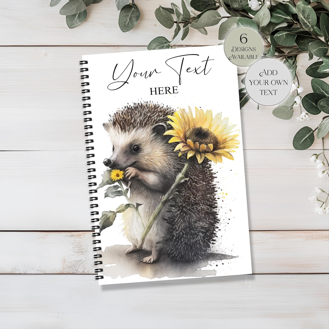 Personalised Hedgehog Notebook – A5/A4 Notepad – Custom Diary/journal ...