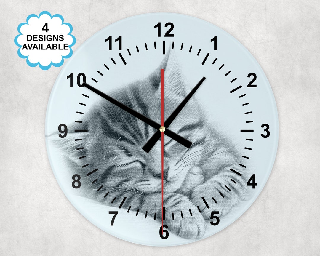 Beautiful Glass Sketched Cat House Clock, Wall Clock. Also Available in ...