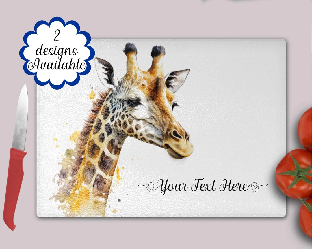 Personalised Giraffe Glass Chopping Board. Cheese Board, House Warming ...