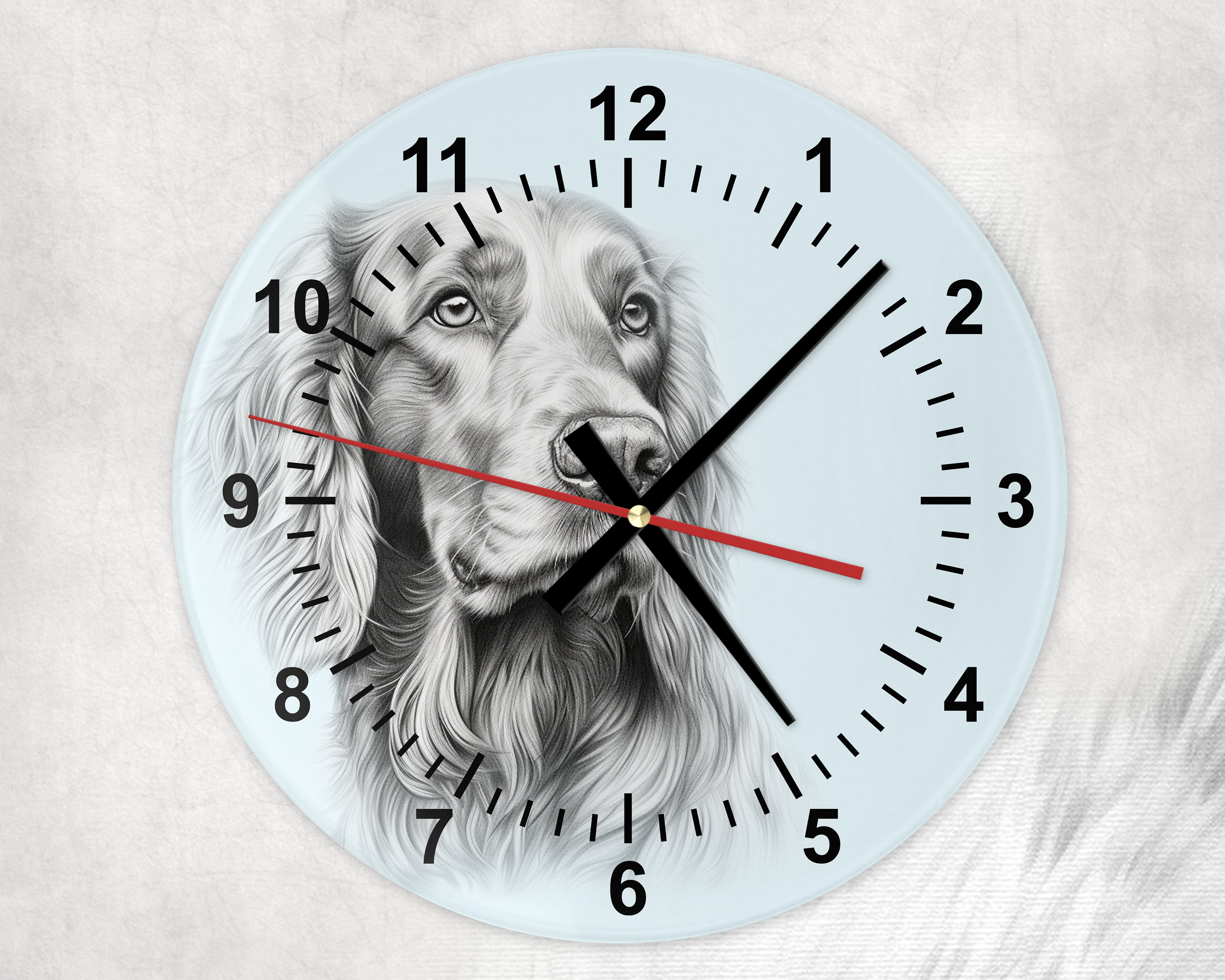 Beautiful Glass Sketched Irish Setter House Clock, Wall Clock. Also ...