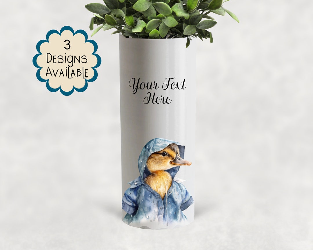 Watercolour Duck Wearing Raincoat Ceramic Vase/ Flower Pot With Custom ...