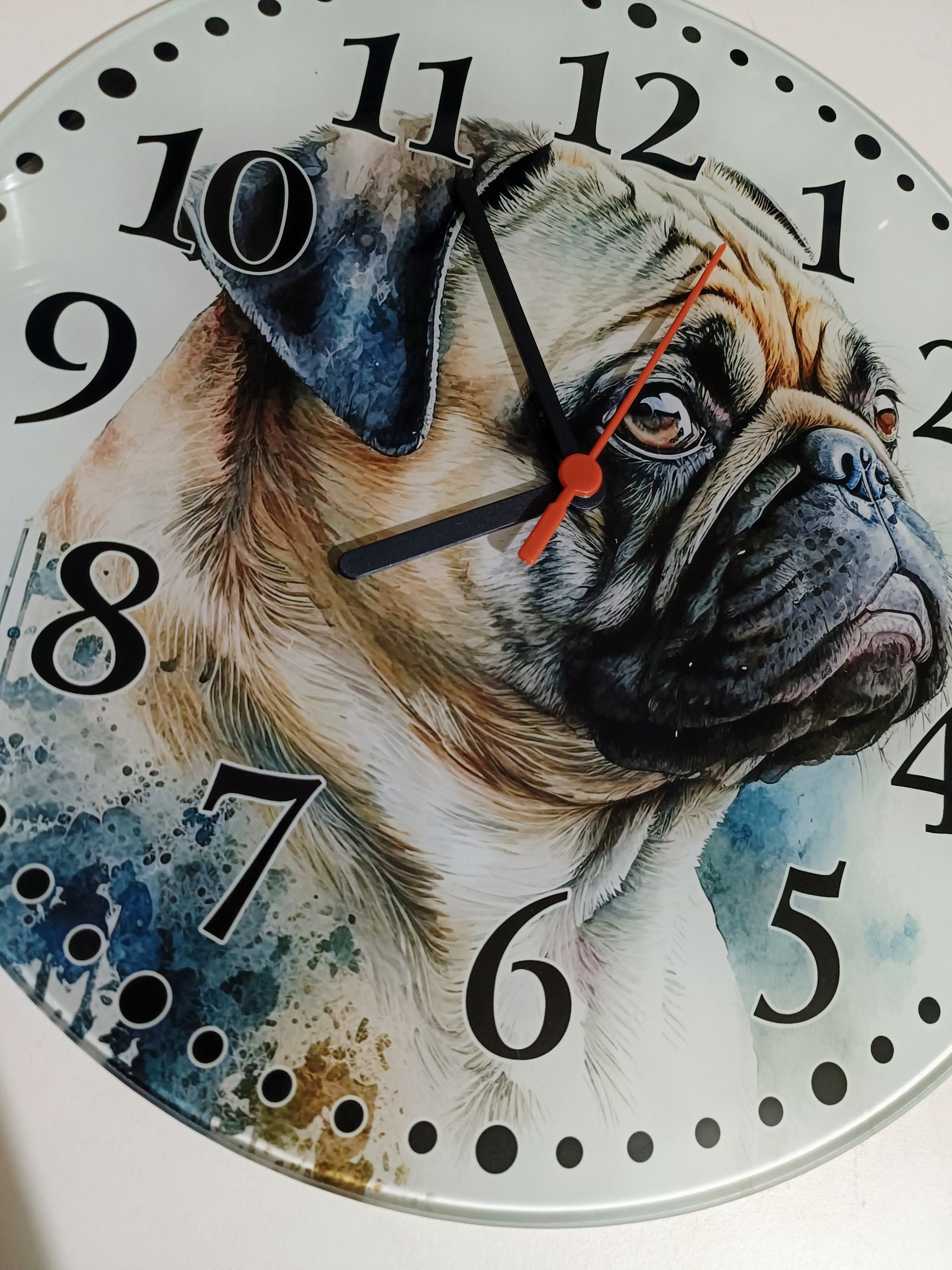 Glass Watercolour Pug Wall Clock – Dog Art for Home - Kitchen Décor - Etsy
