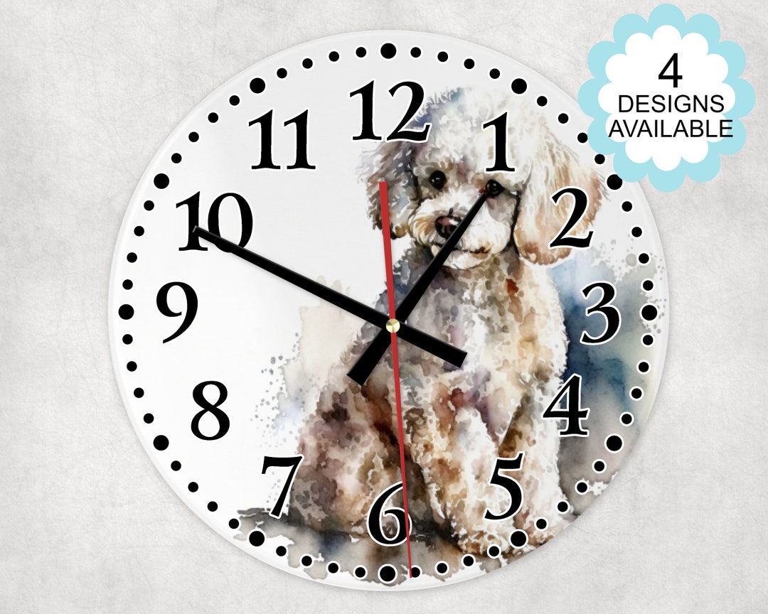 Beautiful Glass Watercolour Poodle House Clock, Wall Clock. Poodle Home ...
