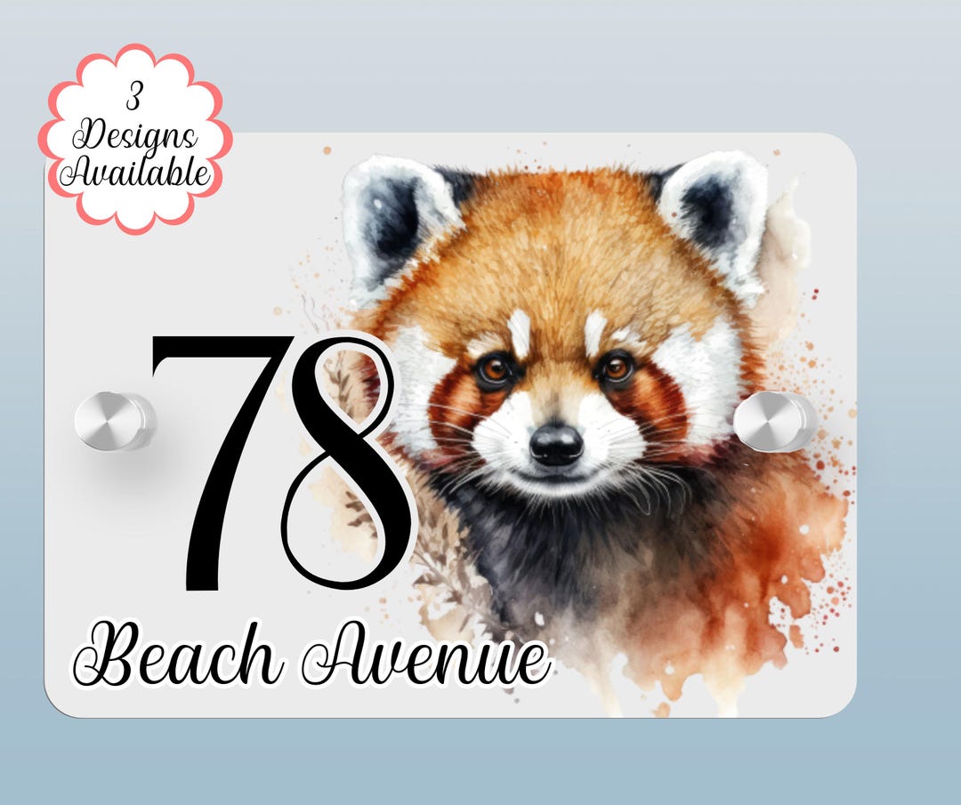 Watercolor Red Panda House Sign – Personalized House Number or Name ...