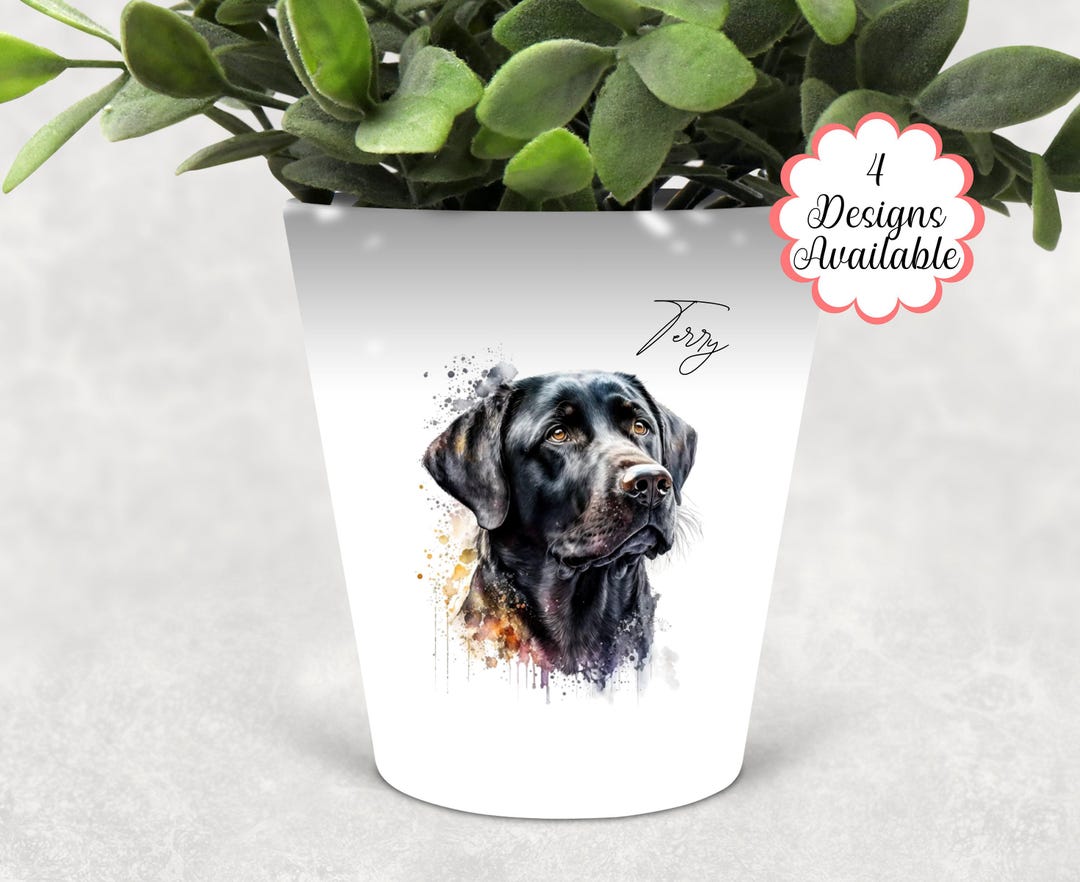 Custom Cute Black Labrador Printed Pot - Multi-use Plant Pot, Desk ...