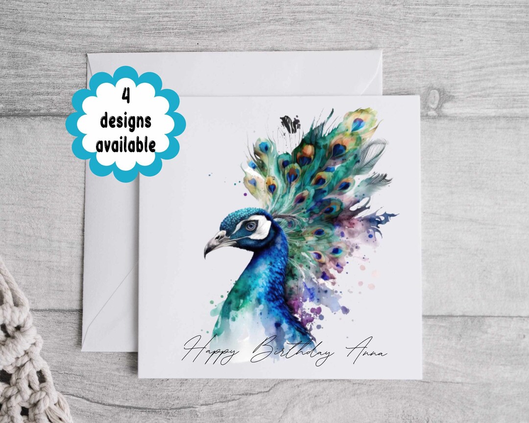 Colourful Peacock Birthday Card, EDITABLE TEXT. Peacock Greetings Card ...