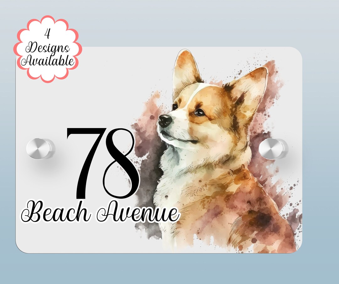 Watercolour Acrylic Corgi House Sign. House Number. House Sign. New ...