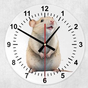 Elegant Glass Watercolour Rat Wall Clock – Unique Animal Art Timepiece ...