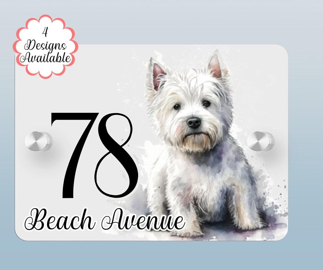Watercolour Acrylic West Highland House Sign. House Number. House Sign ...