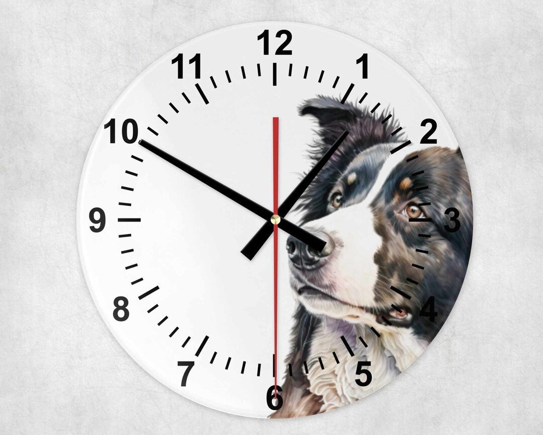 Beautiful Glass Watercolour Border Collie House Clock, Wall Clock. Also ...