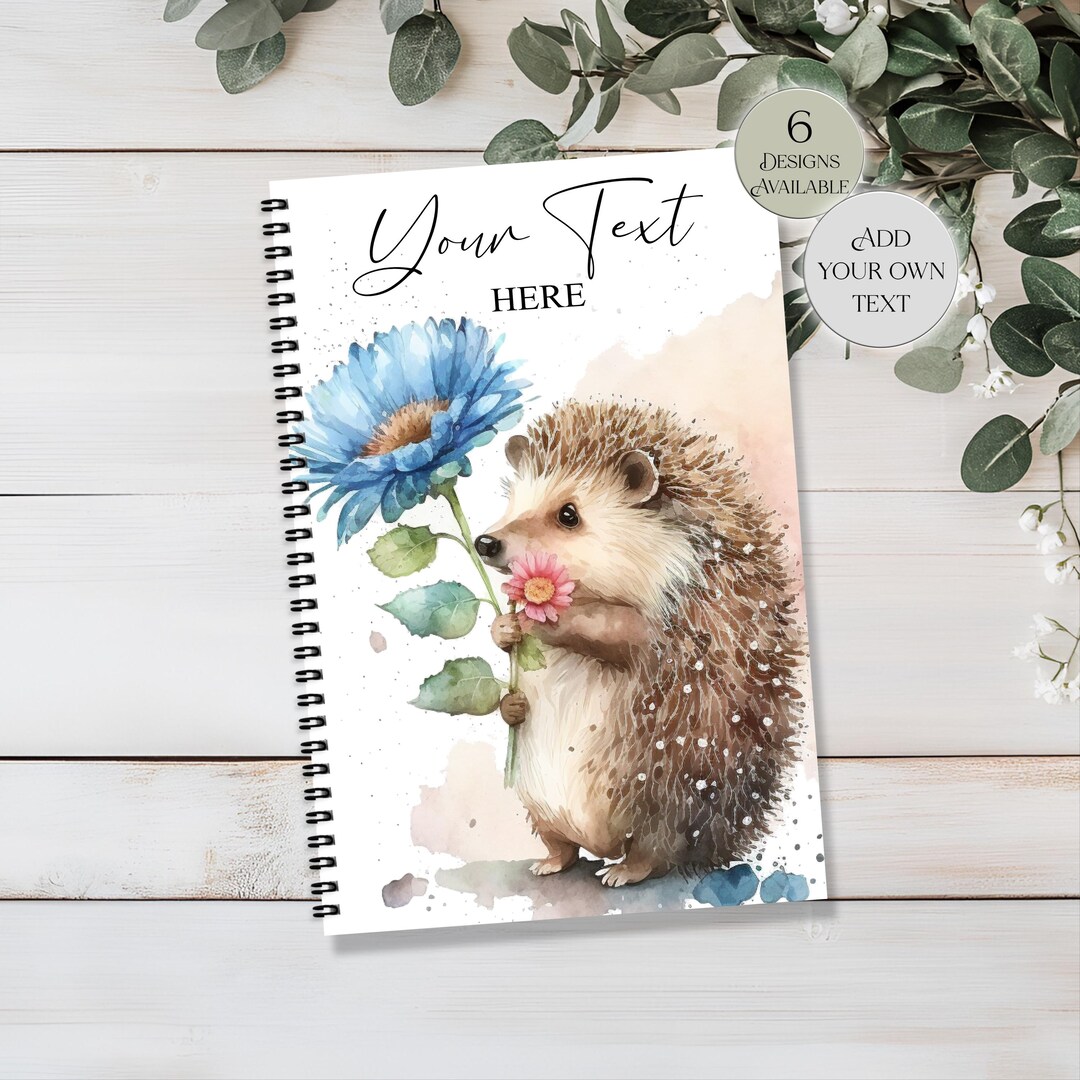 Personalised Hedgehog Notebook – A5/A4 Notepad – Custom Diary/journal ...