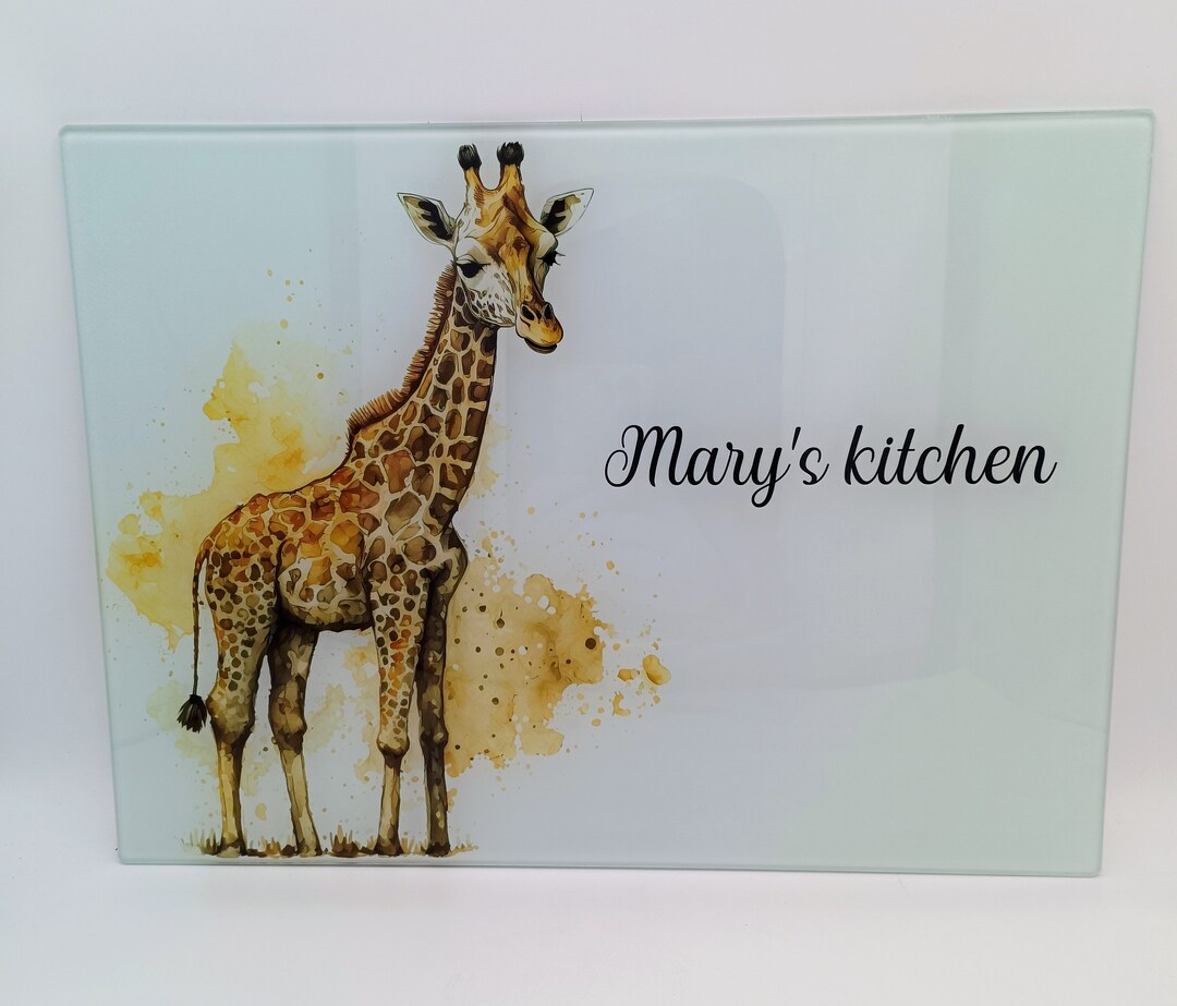 Personalized Giraffe Glass Chopping Board | Custom Cheese Board ...