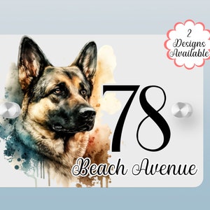 Watercolour Acrylic German Shepherd House Sign. House Number. House ...