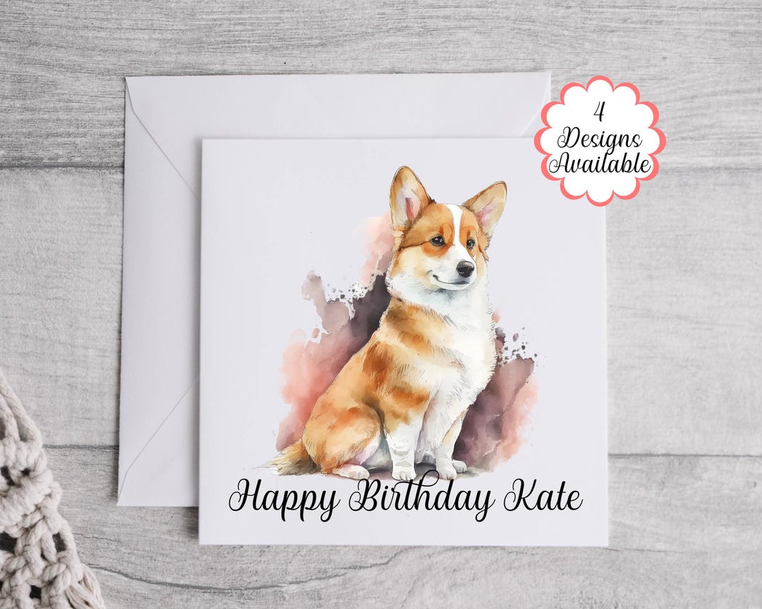 Welsh Corgi Greetings Card, EDITABLE TEXT. Dog Birthday Card, Corgi ...