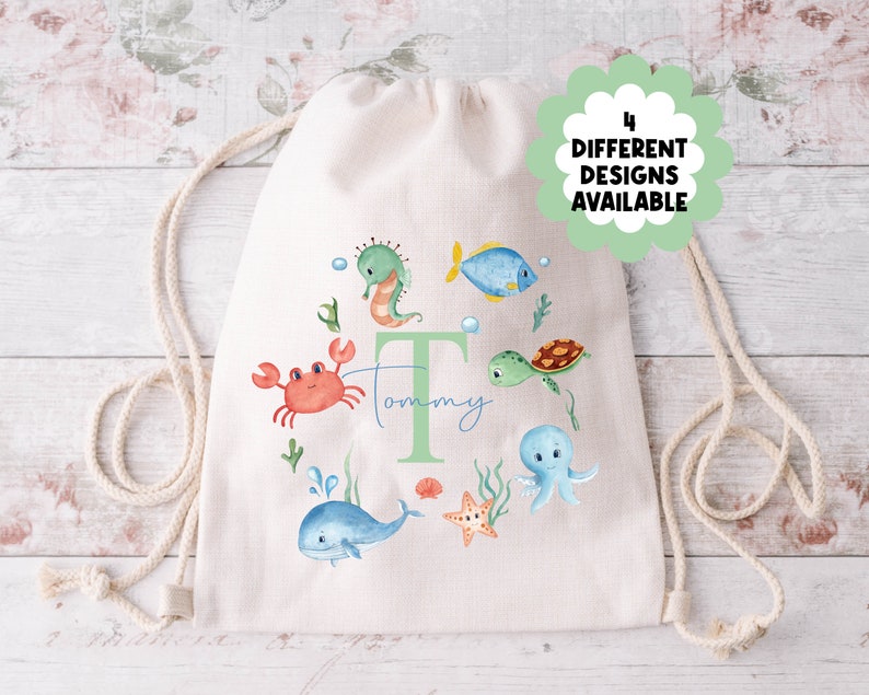 Under the Sea Adventures: Personalized Sea Life Drawstring Bag for ...
