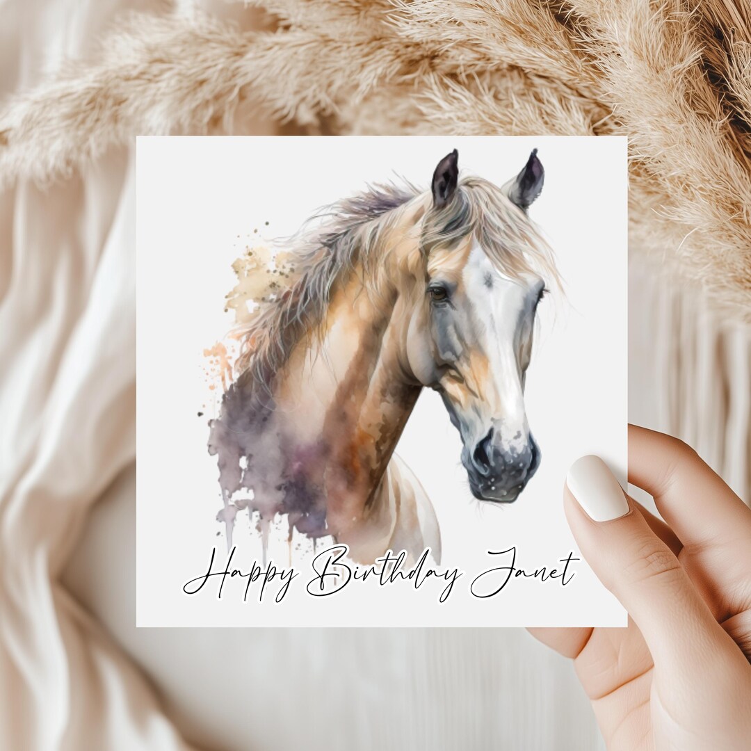 Personalised Horse Greeting Card – Custom Equestrian Card for Birthday ...