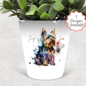 Yorkshire Terrier Planter – Printed Dog Pot for Plants, Makeup Brushes ...