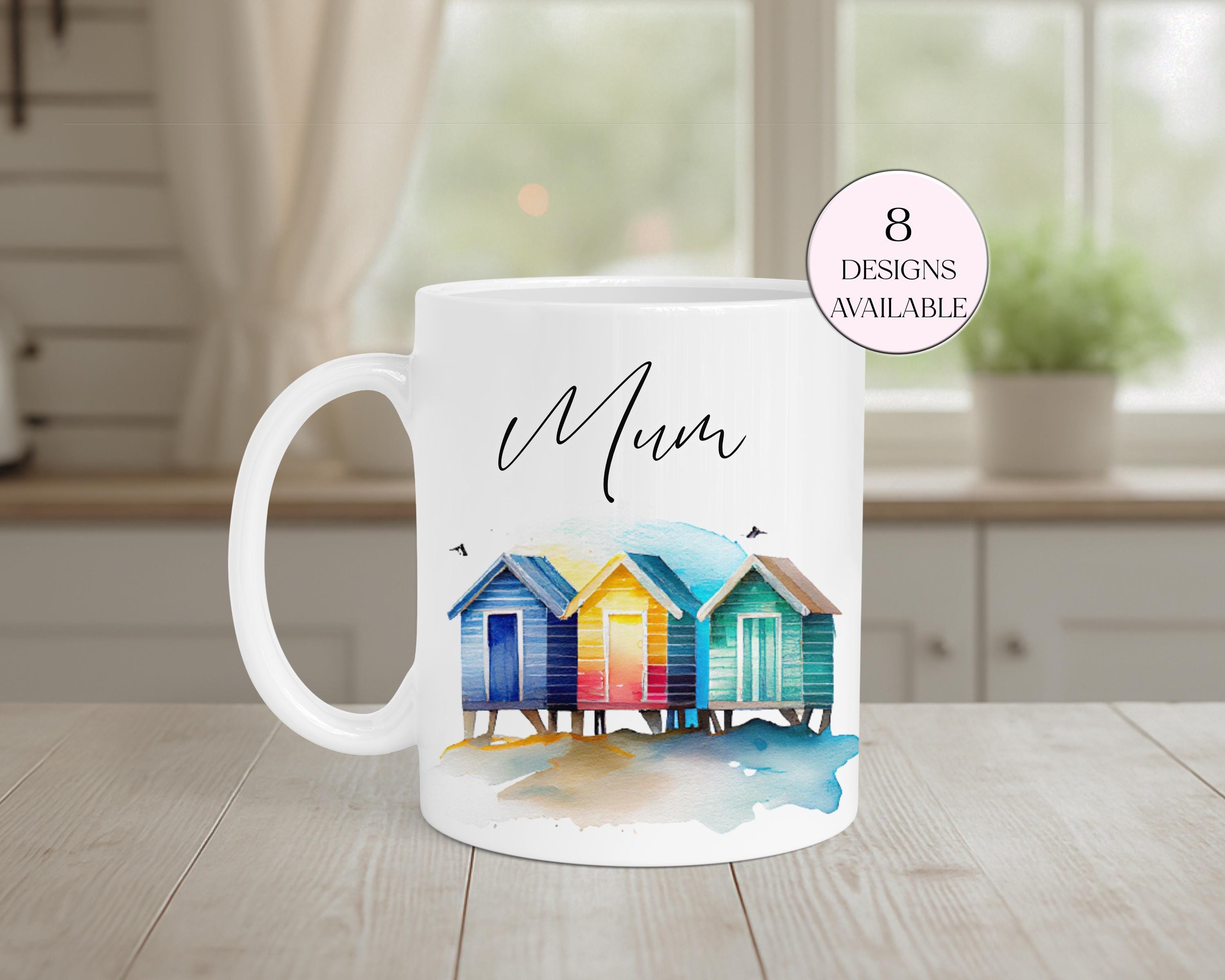 Personalised Beach Hut Mug and Coaster Set - Coastal Mug Gift for Beach ...
