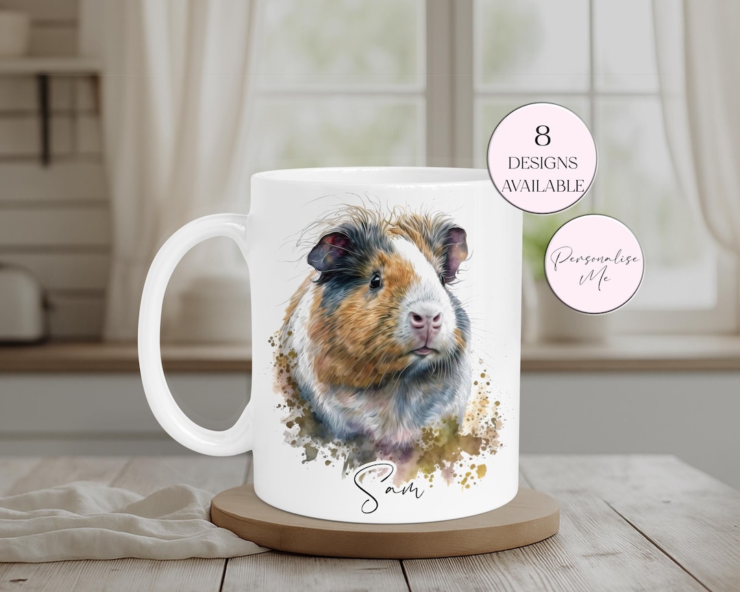 Personalised Watercolour Guinea Pig Mug and Coaster Set – Animal Home ...
