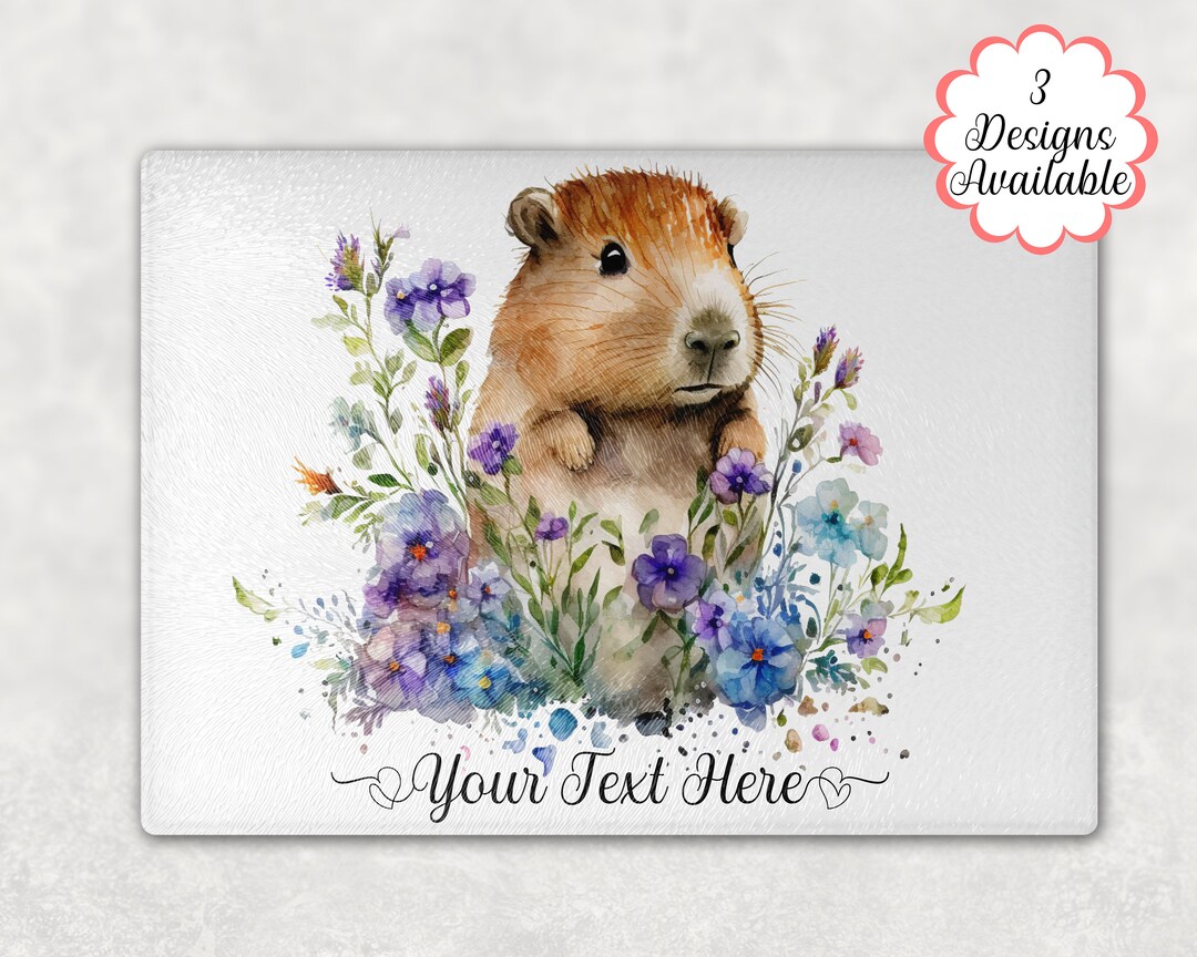 Personalised Beautiful Capybara Glass Chopping Board Cheese Board ...