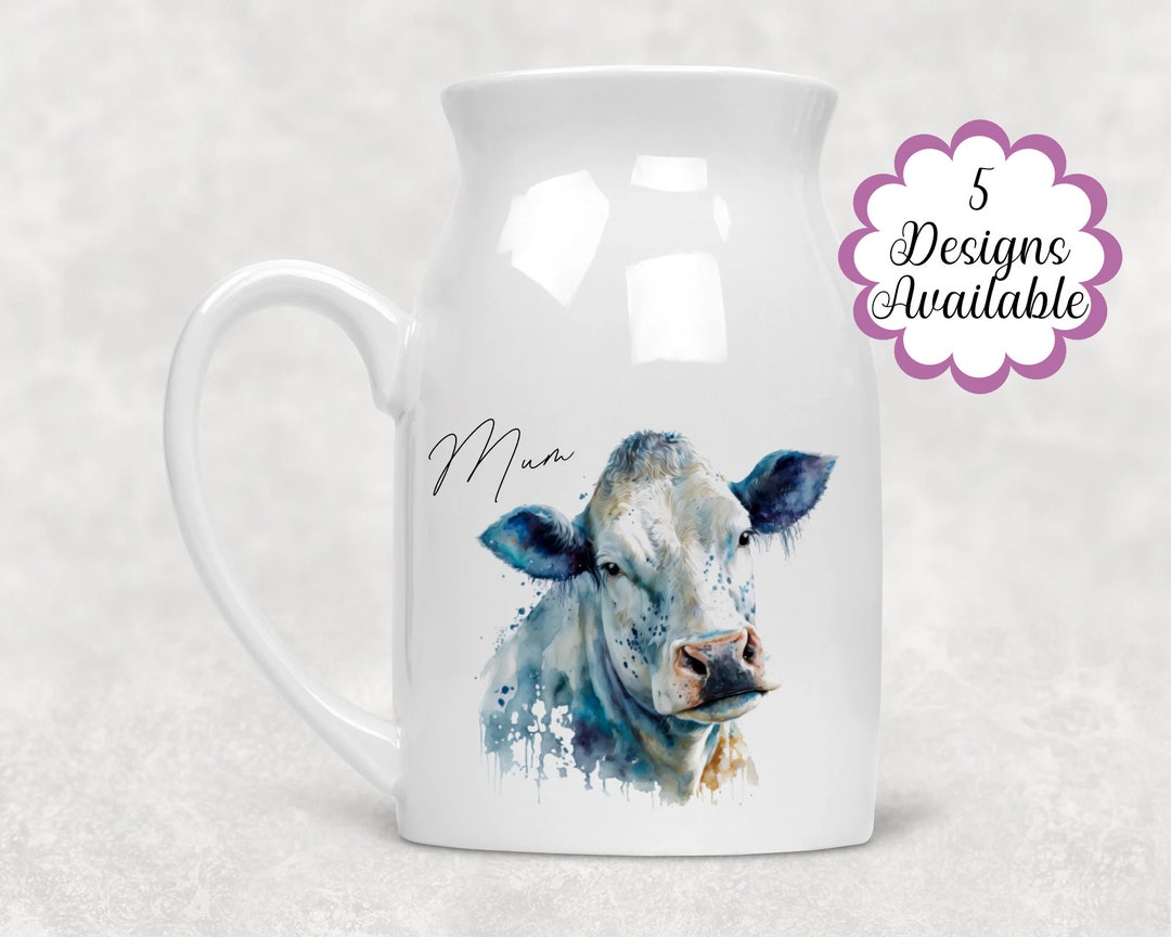 Watercolour Dairy Cow Milk Jug / Personalised Flower Vase - Perfect ...