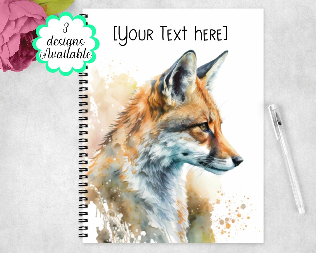 Personalised Fox Notebook, Gift for Fox Lover, Fox Notepad, Watercolour ...