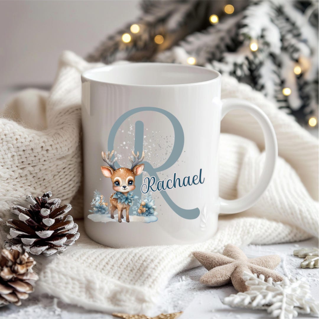 Personalised Alphabet Reindeer Christmas Mug - Ideal for Friends ...