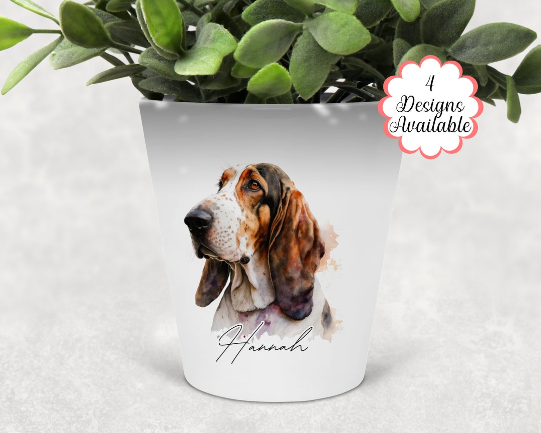 Basset Hound Printed Plant Pot – Dog Lover Gift, Pen Holder or Makeup ...