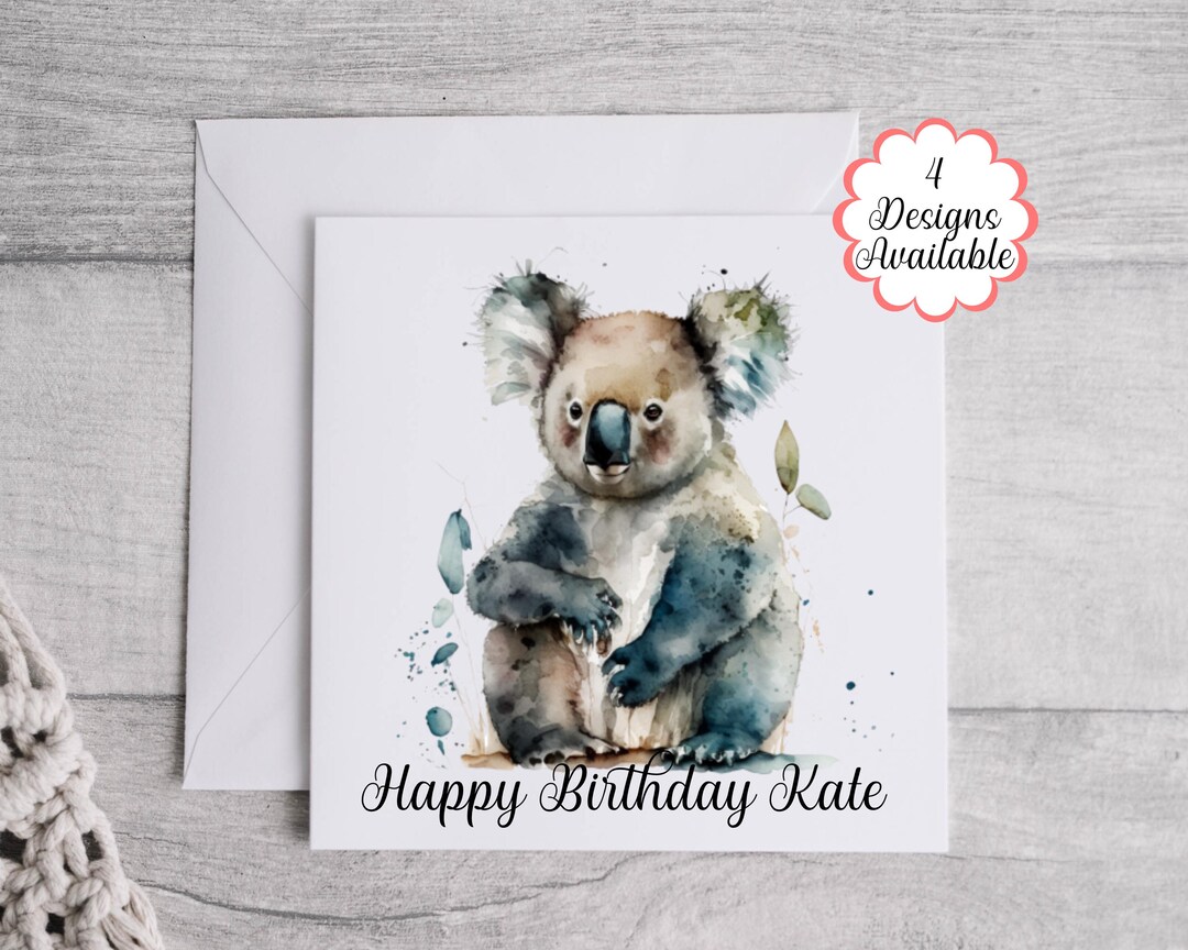 Personalised Cute Koala Birthday Card – Editable Text for a Custom ...
