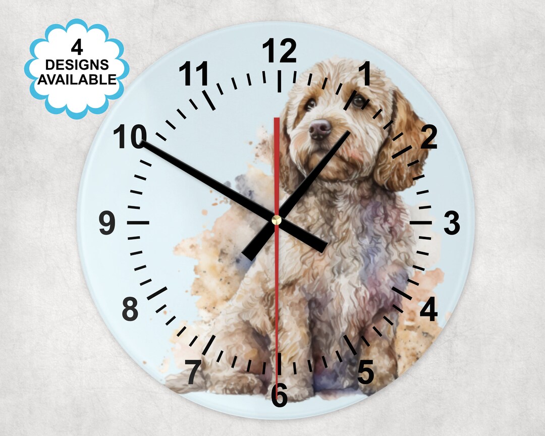 Cockapoo Clock – Beautiful Glass Watercolour Custom Wall Clock ...