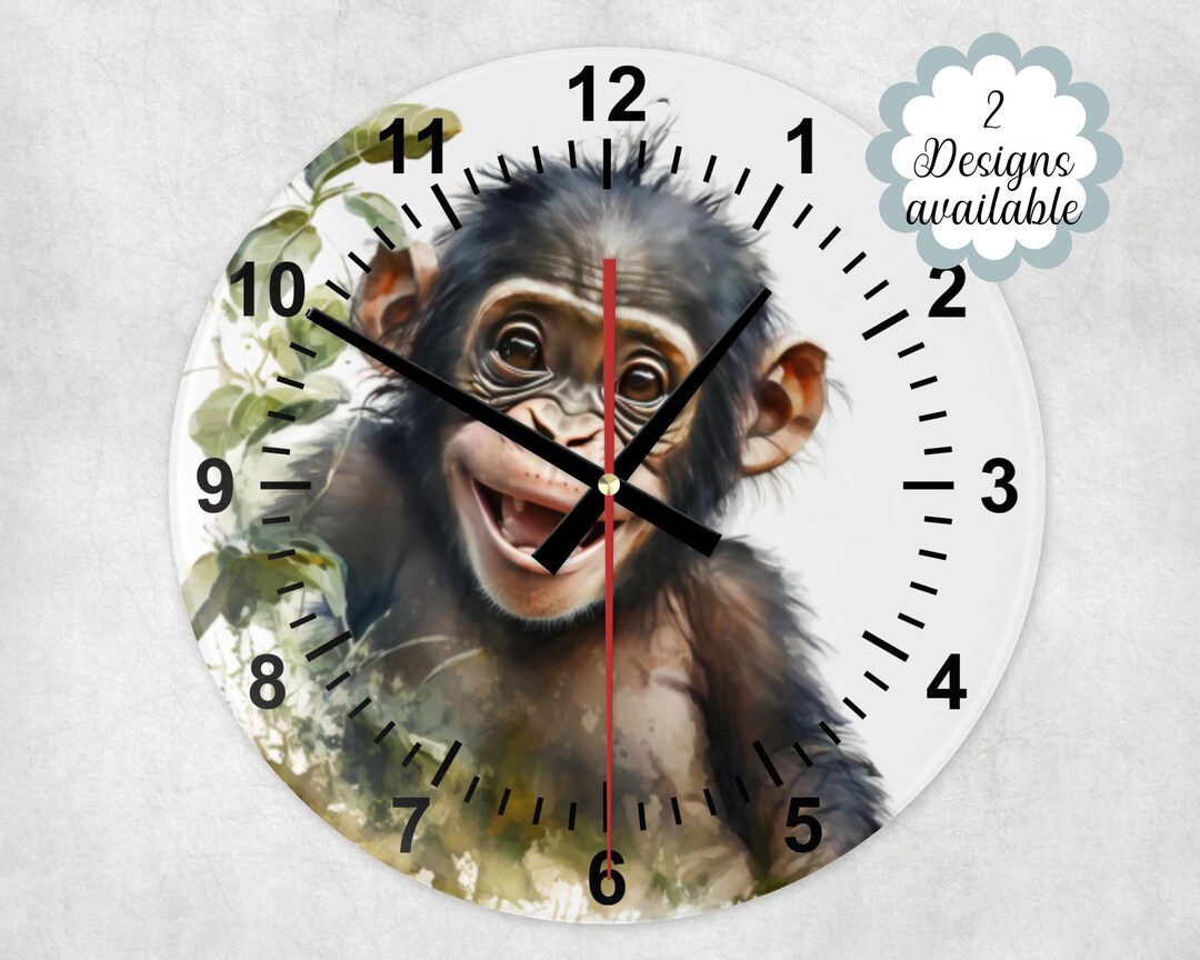 Elegant Glass Watercolour Cheeky Monkey Wall Clock A Playful Home/ Bedroom Décor Accent, - Etsy