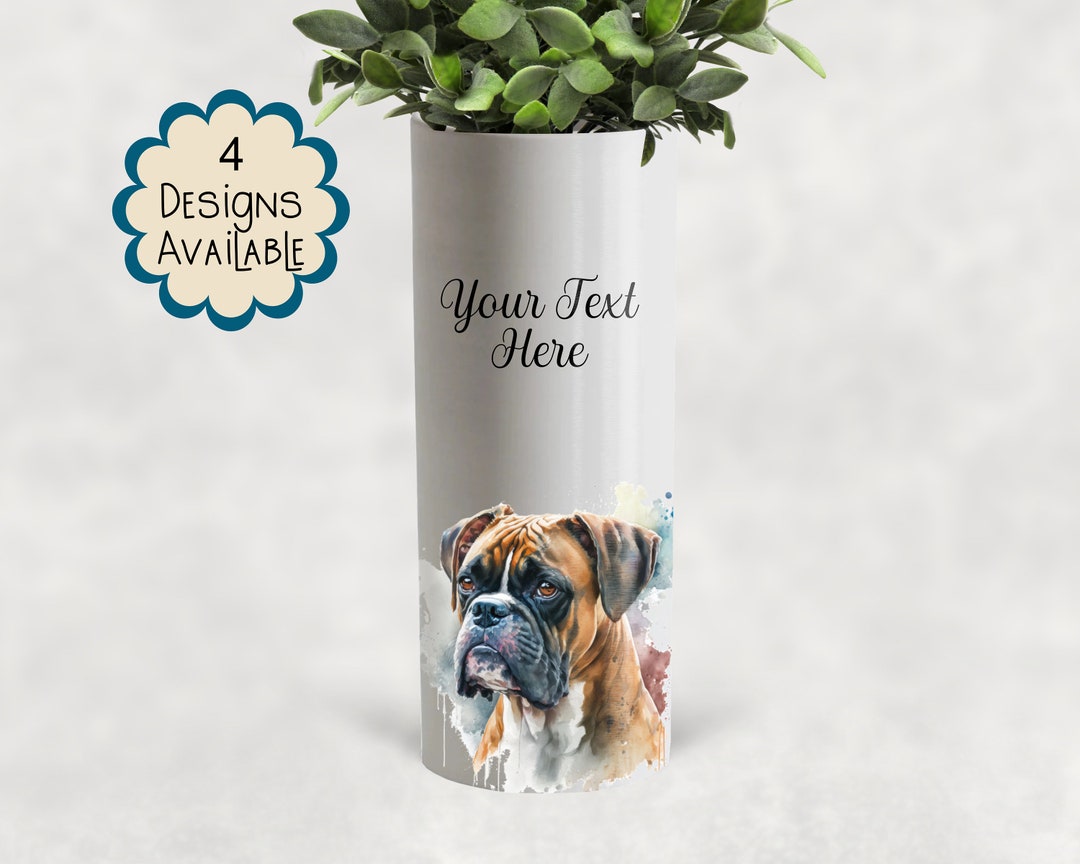 Watercolour Boxer Ceramic Vase/ Flower Pot With Custom Text the Perfect ...
