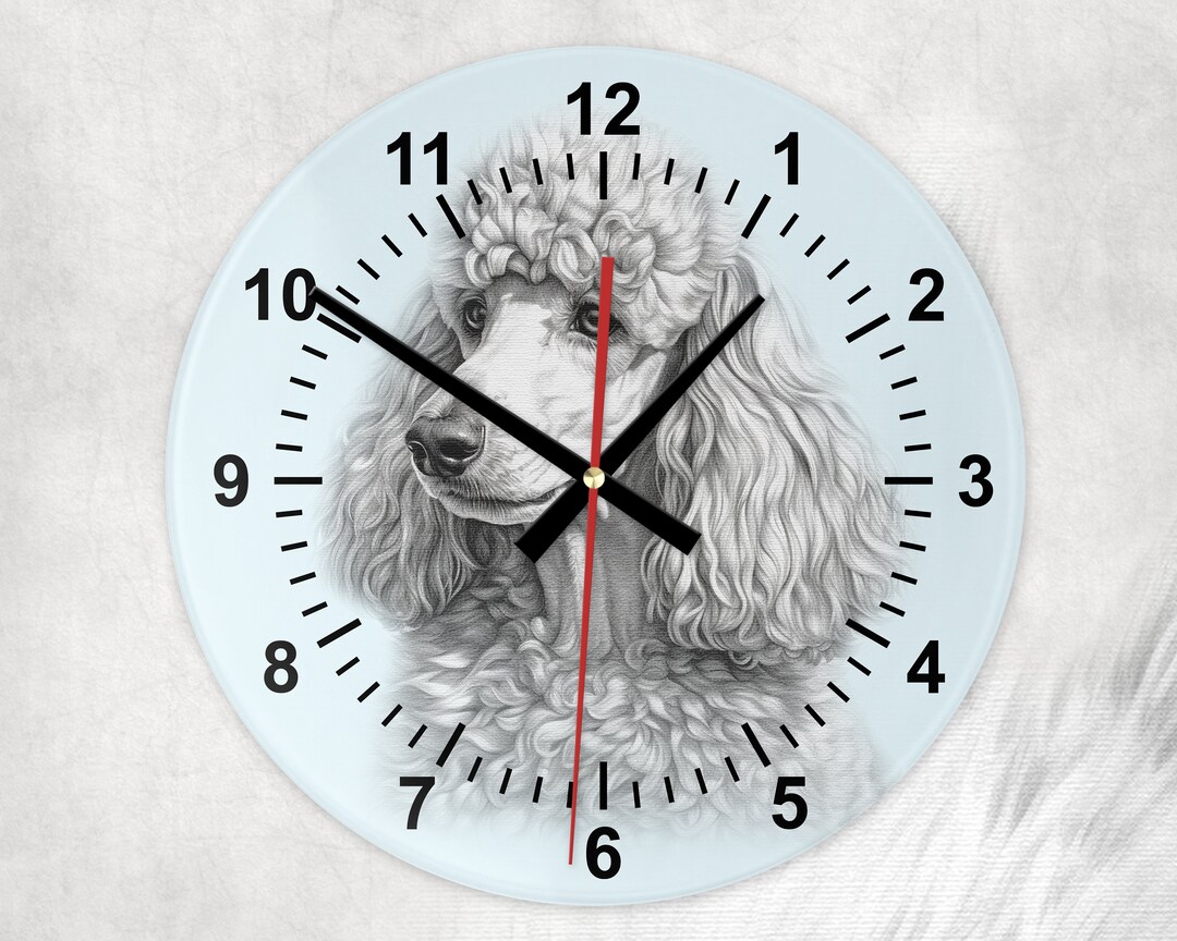 Beautiful Glass Sketched Poodle House Clock, Wall Clock. Poodle Home ...
