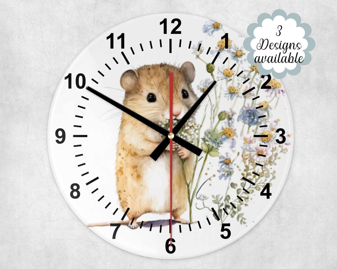 Elegant Glass Watercolour Floral Mouse Wall Clock - A Must-have for ...