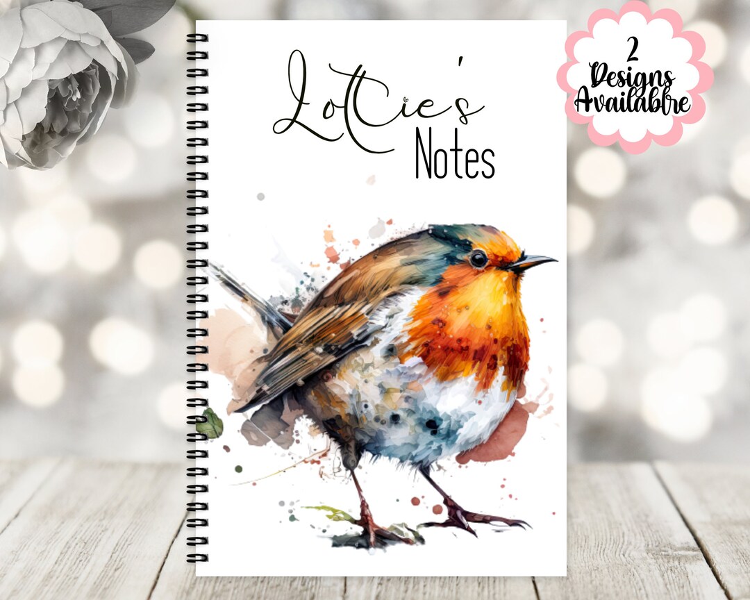 Personalised Watercolour Robin Notebook – Custom Notepad or Journal ...