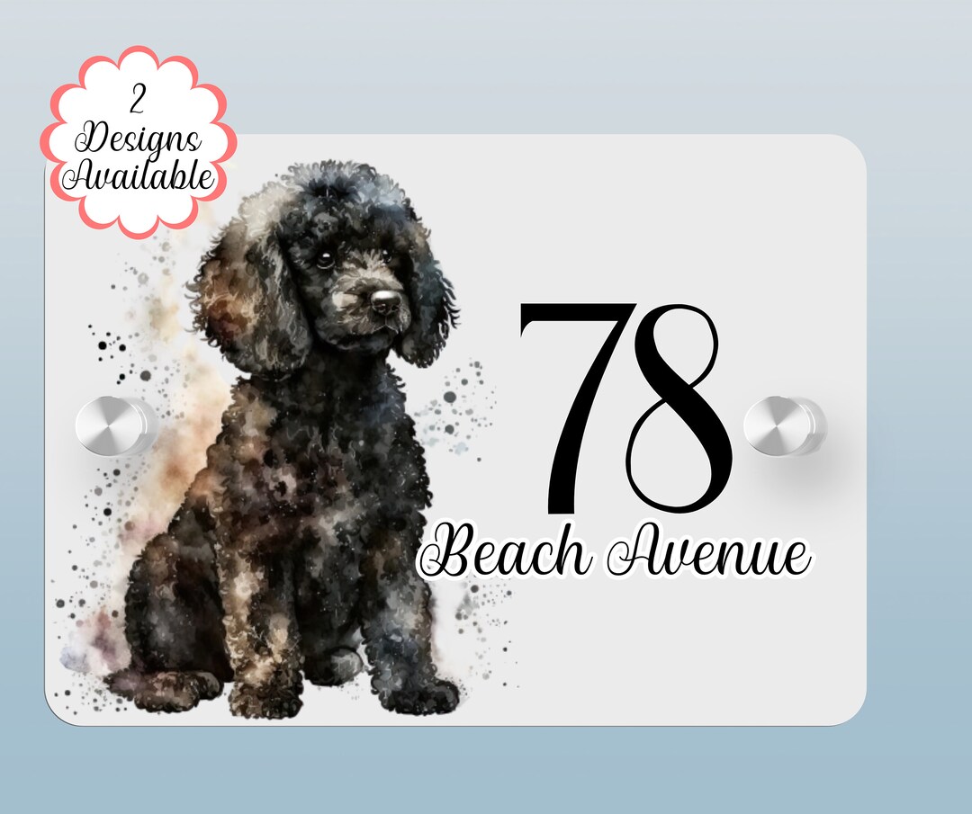 Watercolour Acrylic Poodle House Sign – Custom House Number Plaque ...