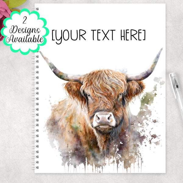 Personalised Notebook With Highland Cow - Etsy UK