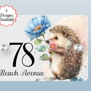 Watercolour Cute Hedgehog Acrylic House Sign. House Number. House Sign ...