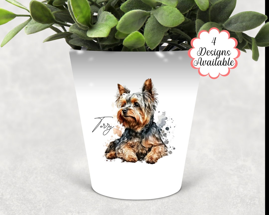 Yorkshire Terrier Planter, Printed Plant Pot, Dog Pen Pot / Makeup ...