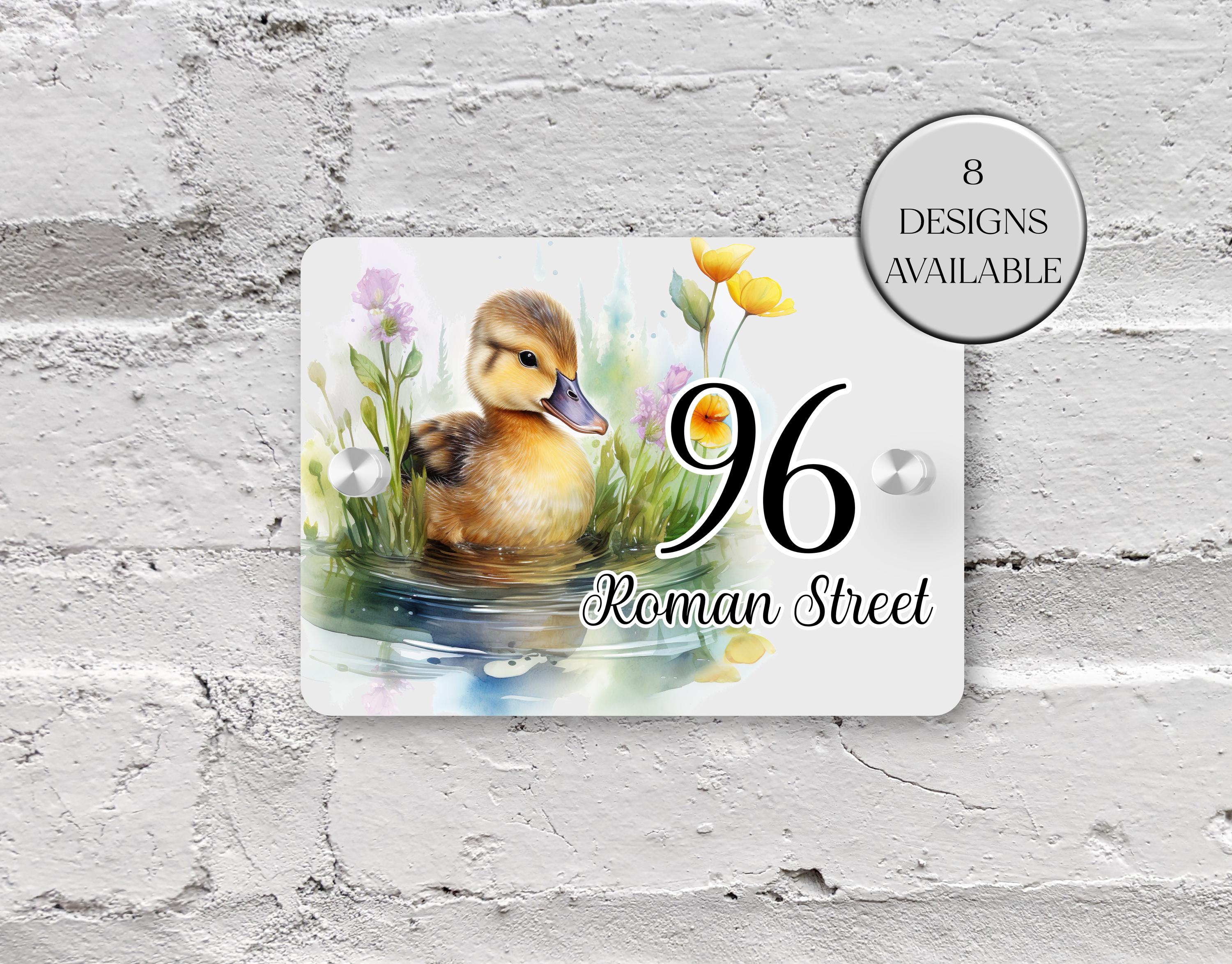 Watercolour Acrylic Duck House Sign – Personalised House Number Plaque ...