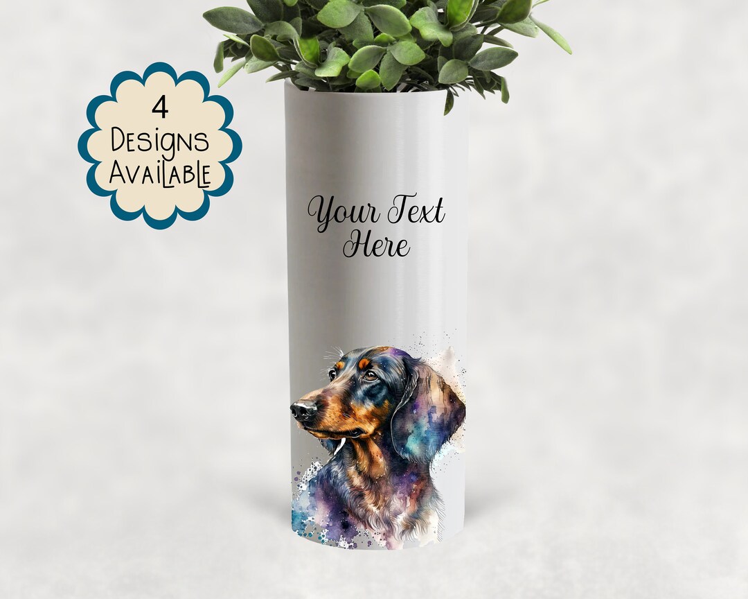 Watercolour Dachshund Ceramic Vase/ Flower Pot With Custom Text the ...