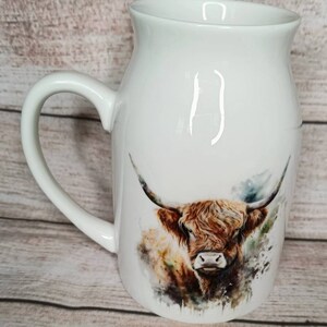 Watercolour Highland Cow Milk Jug / Personalised Flower Vase - Ideal ...