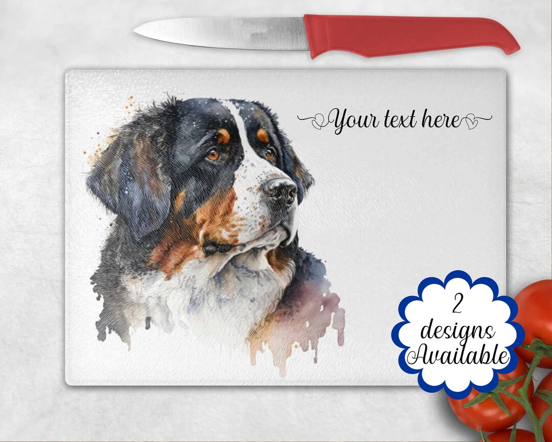 Personalised Glass Bernese Mountain Dog Chopping Board – Custom Cheese ...