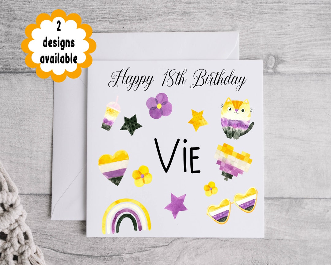 Personalised Non-binary Birthday Card – Editable Text – Genderfluid & LGBTQ Gift – Non-binary ...