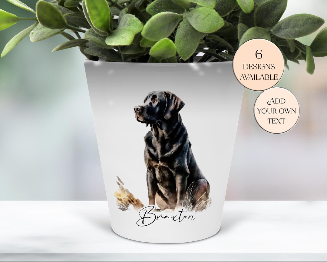 Custom Cute Black Labrador Printed Pot - Multi-use Plant Pot, Desk ...