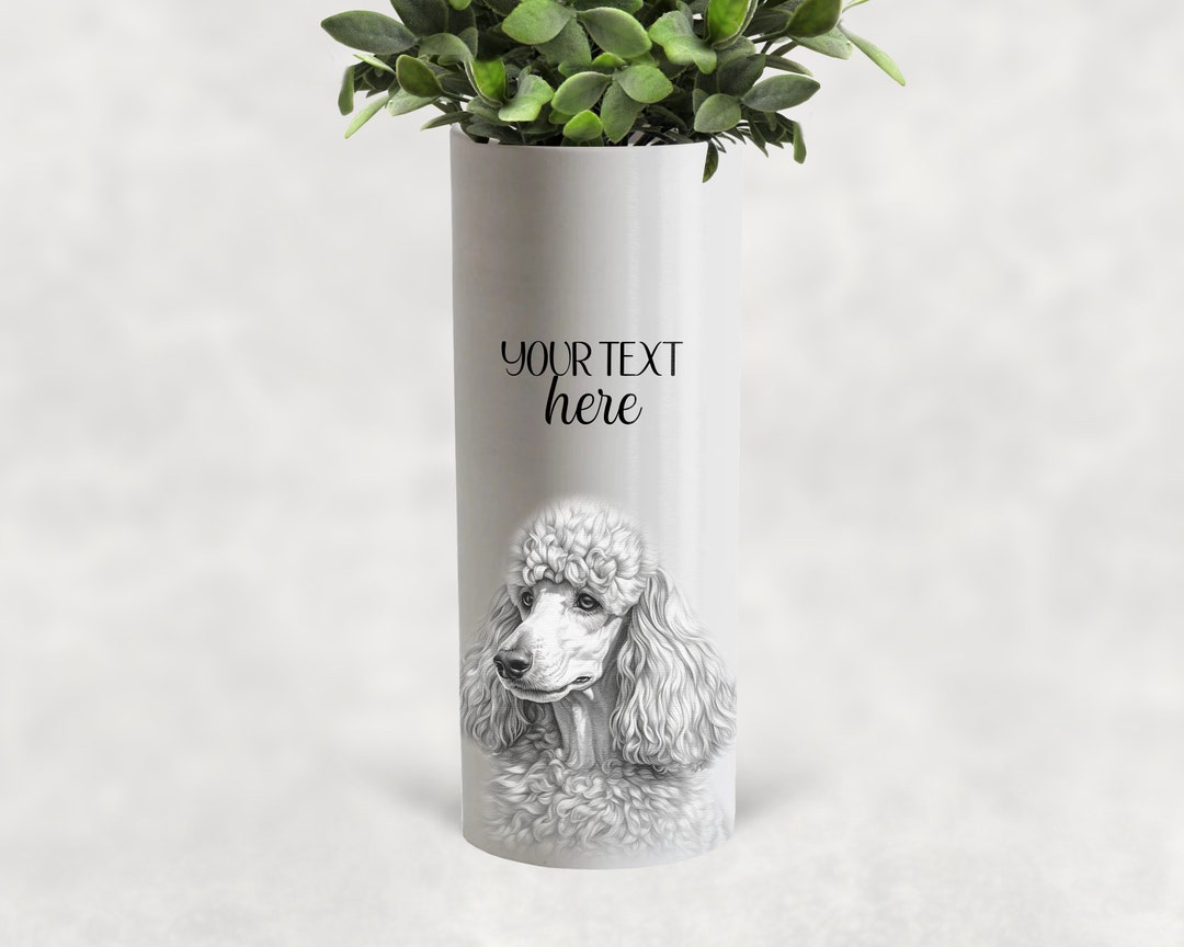 Sketched Poodle Ceramic Vase/ Flower Pot With Custom Text the Perfect ...