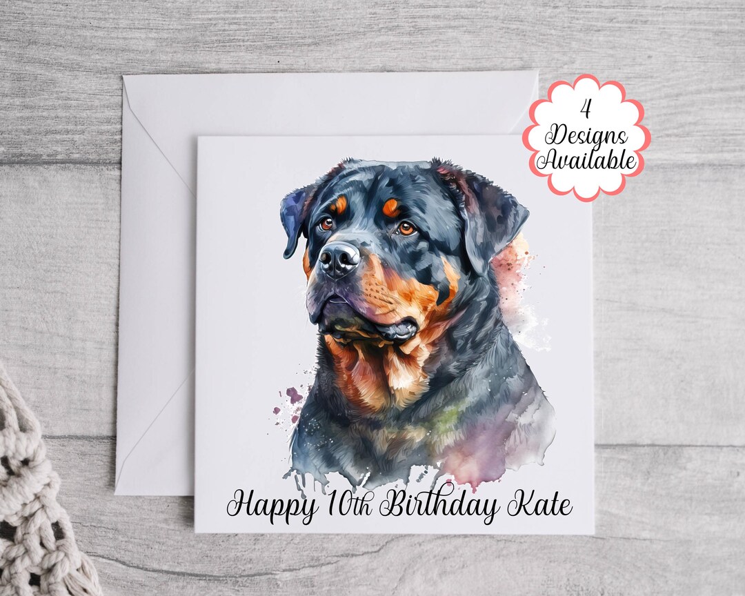 Rottweiler Birthday Card – Editable Text | Personalised Dog Greetings ...