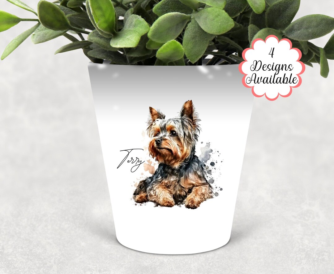 Yorkshire Terrier Planter – Printed Dog Pot for Plants, Makeup Brushes ...