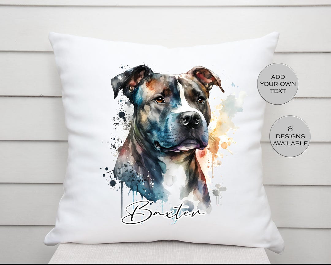 Personalised Staffordshire Bull Terrier Cushion – Custom Dog Lover ...